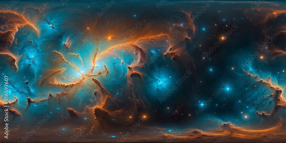 HDRI Equirectangular Space and Cosmos Panorama 63 Stock Illustration ...