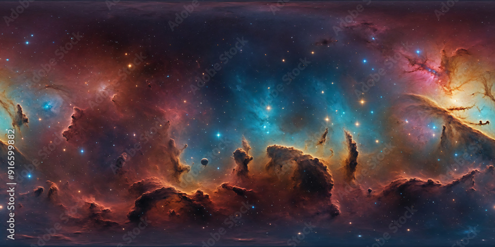 HDRI Equirectangular Space and Cosmos Panorama 40 Stock Illustration ...