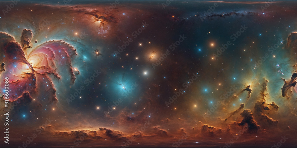 HDRI Equirectangular Space and Cosmos Panorama 25 Stock Illustration ...