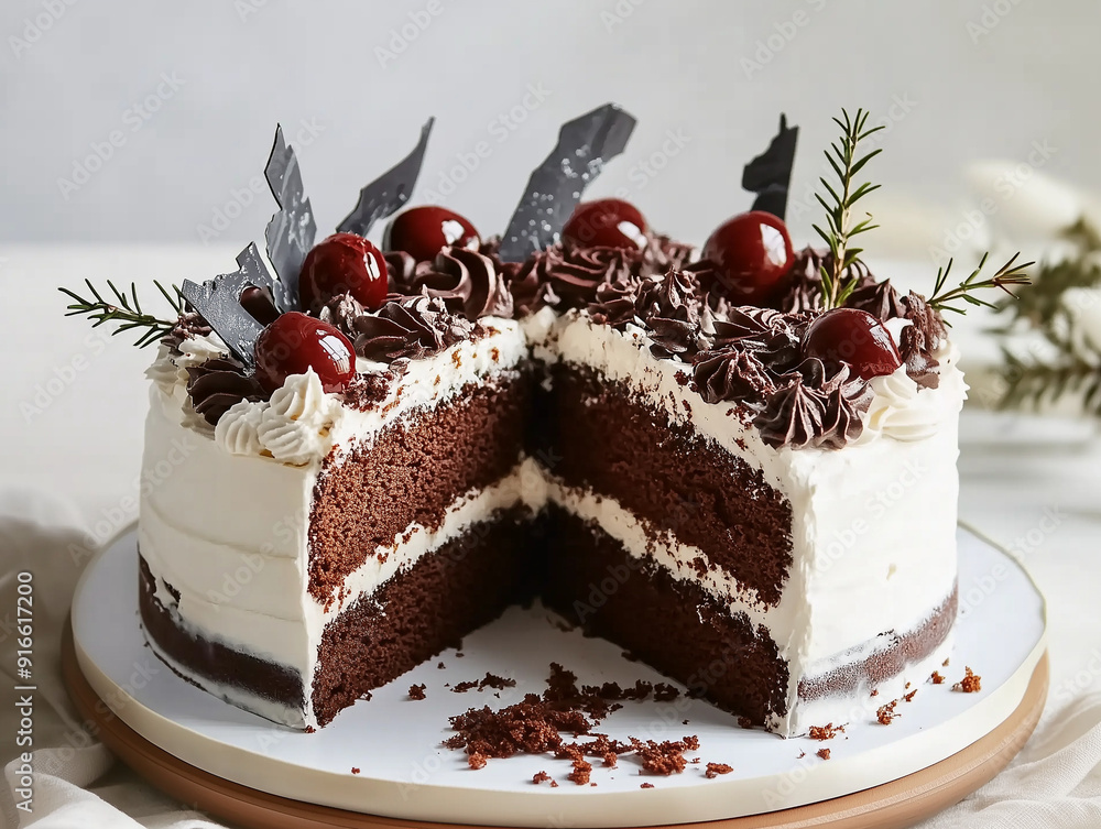 Un gâteau élaboré avec génoise au chocolat et crème chantilly allemand ...