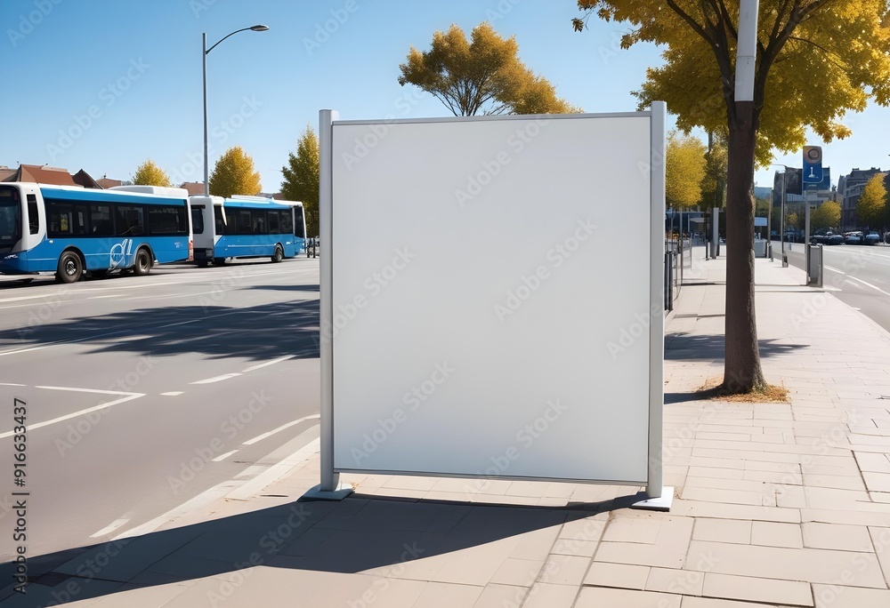 Empty Outdoor Advertising billboard mockup at bus stop, Empty ...