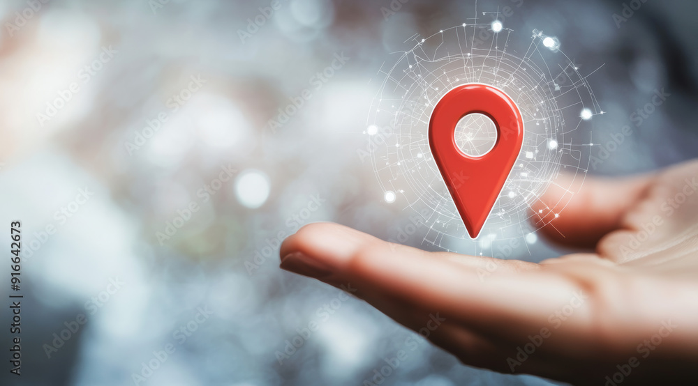 Travel and Exploration: Identifying Locations with a Red Map Pin Stock ...