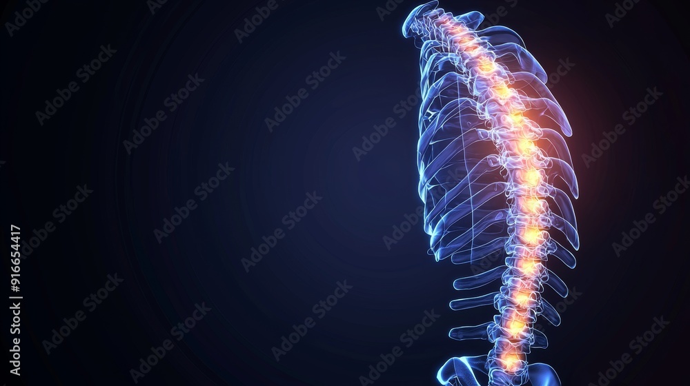 Human Spine with Painful Vertebrae: Anatomy Illustration of the Spinal ...