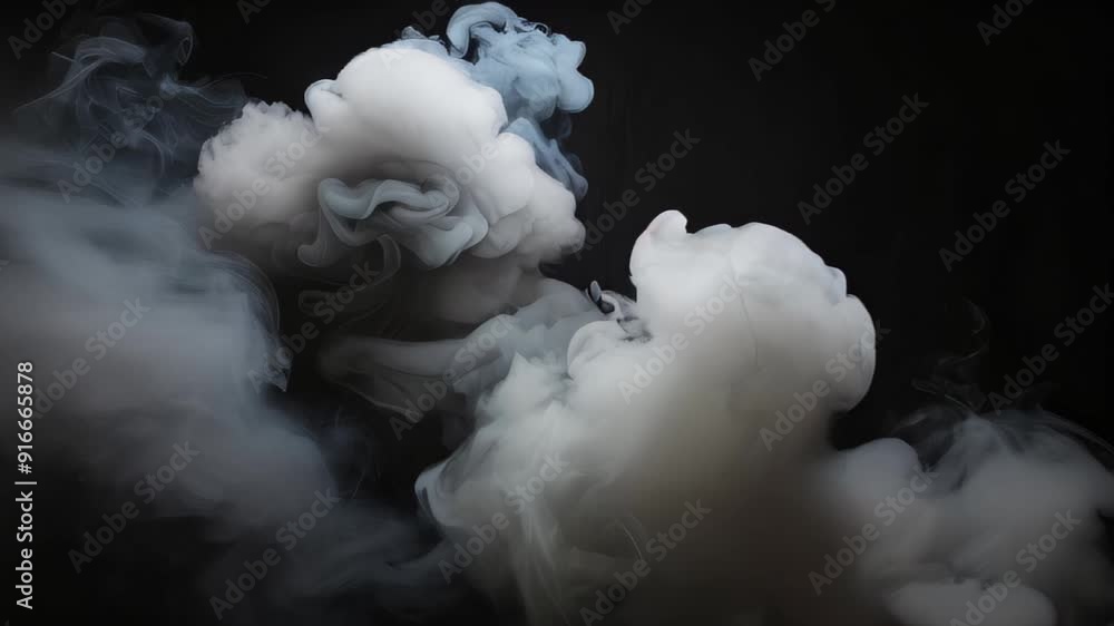 Abstract white smoke in slow motion. thick Smoke, Cloud of cold fog in ...