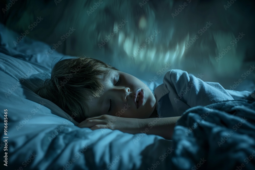 Sleep and fear intermingle child surreal horror-filled dream. - boy ...