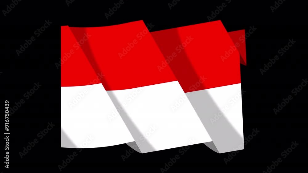 Looping animation of the Indonesia flag with alpha channel, waving flag ...