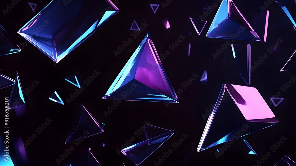 Dark Blue and Purple Floating Geometric Shapes for Video Game Splash ...