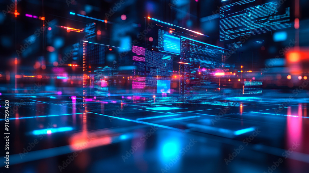 Futuristic Workflow Automation Concept with AI in Digital Document ...
