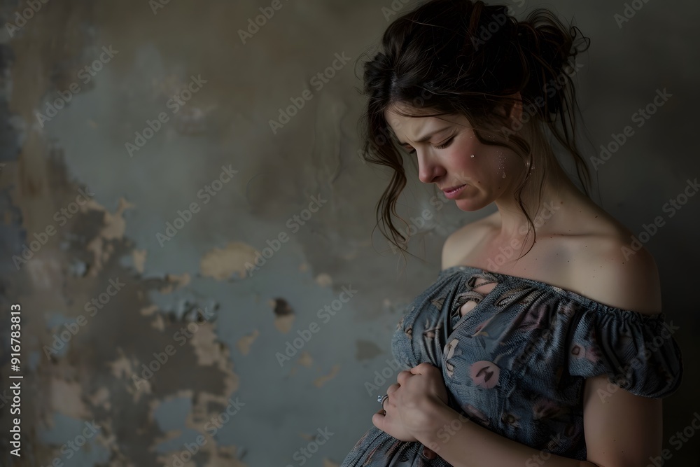 Sad hurt pregnant Women lady. Emotional Depth: Poignant Close-Up ...