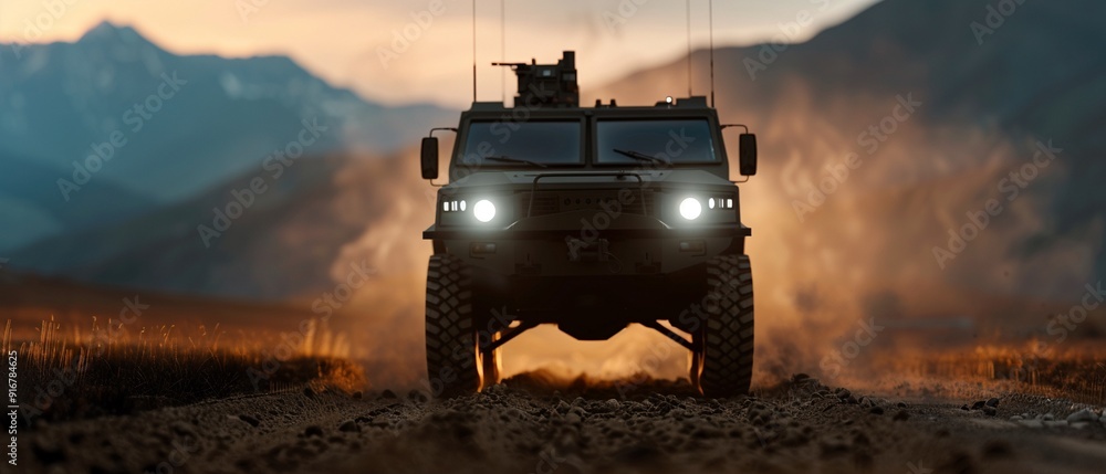 Modern combat vehicle with multifunctional capabilities and soldiers ...