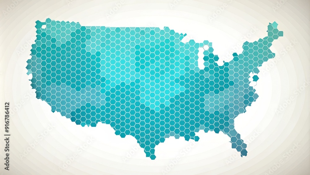 Stylish hexagon-patterned vector map of the United States of America ...