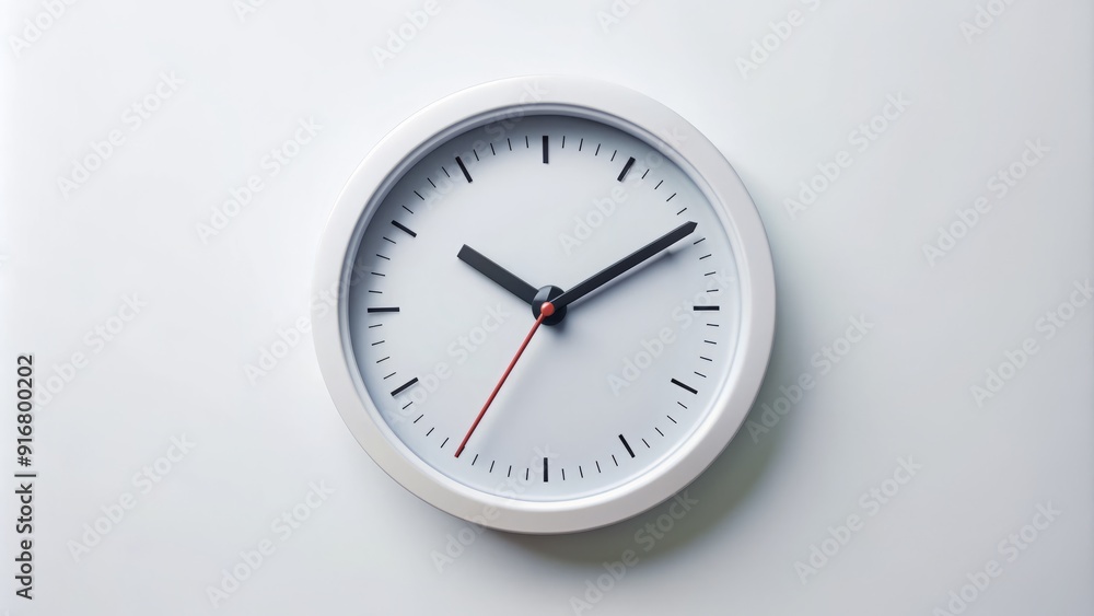 White background features a circular analog clock icon with hour and ...