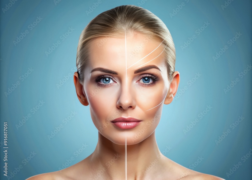 Visual representation of facial rejuvenation, illustrating the ...