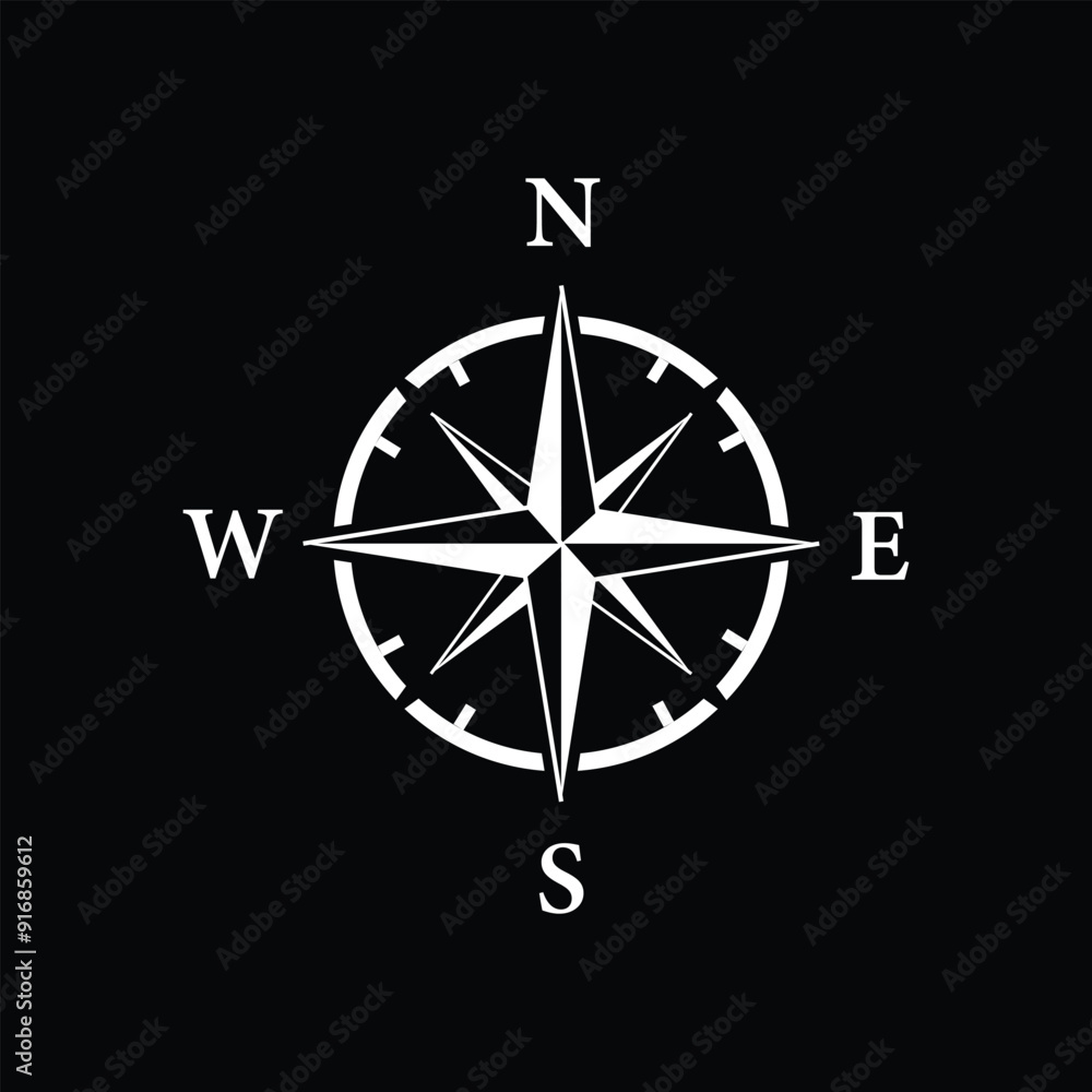 Vector compass rose with North, South, East, and West indicated Stock ...