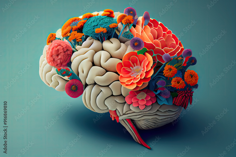 Human Brain Art Representing Self-Care and Strong Mental Health ...