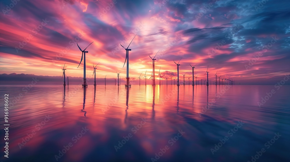 Beautiful landscape of sea level reflect fantasy dramatic sunset sky in ...