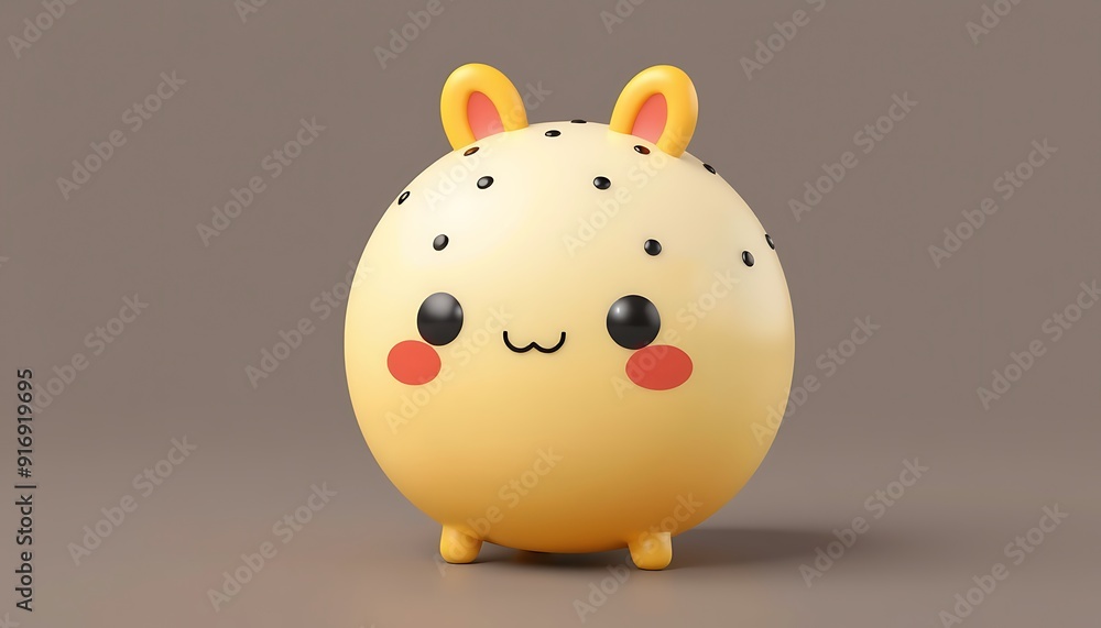 Cute yellow cartoon character with big eyes, red cheeks, and small legs ...
