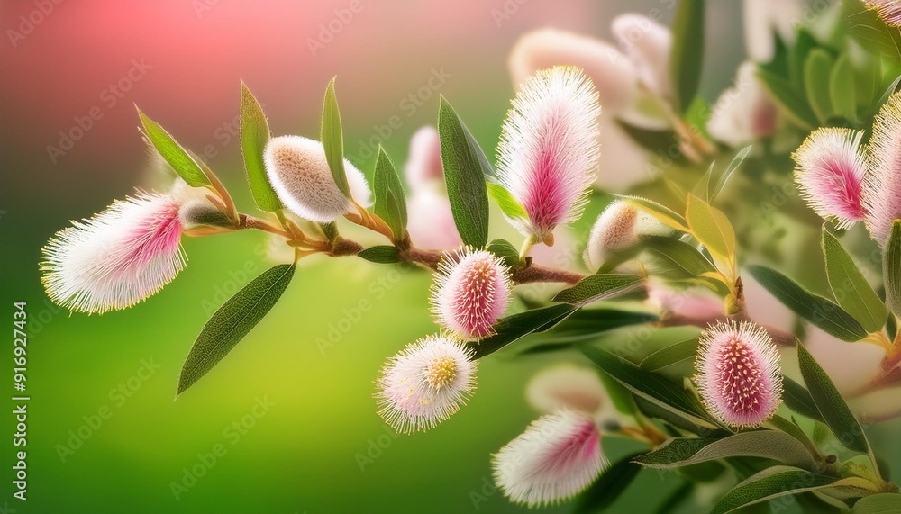the branches of the willow are whole leafed japanese natural white pink ...