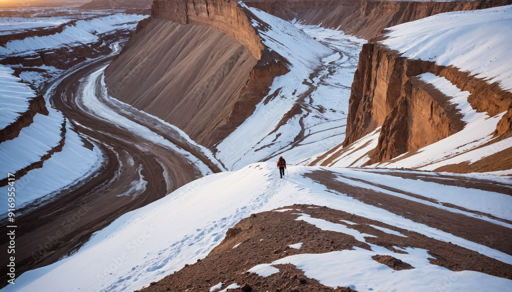 Badlands Enigmas in Snowy Winter: The Pathfinder's Journey Enveloped in ...