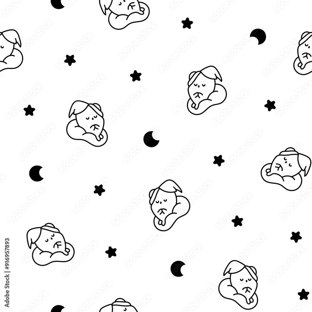 Cartoon happy seashell face characters. Seamless pattern. Coloring Page ...