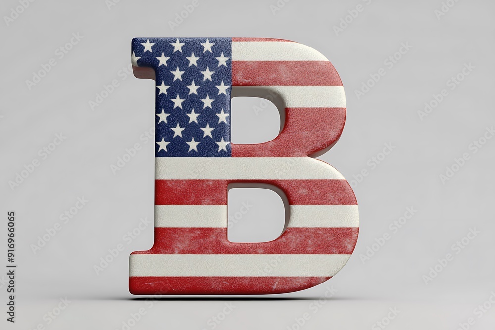 Letter B with stars and stripes. American flag lettering font. Vector ...