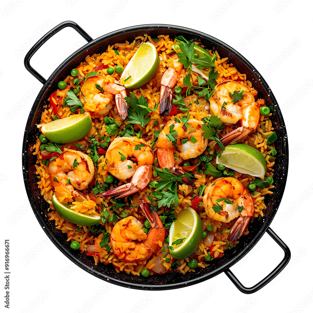 Front view of mouth-watering Cuban Arroz con Camarones (Shrimp Rice) in ...