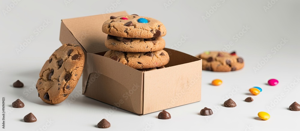 Isolated on a white background a product cardboard package box is ...