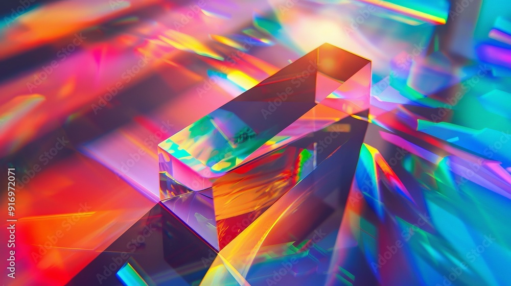 Show how the light disperses into a spectrum of colors, with vivid and ...