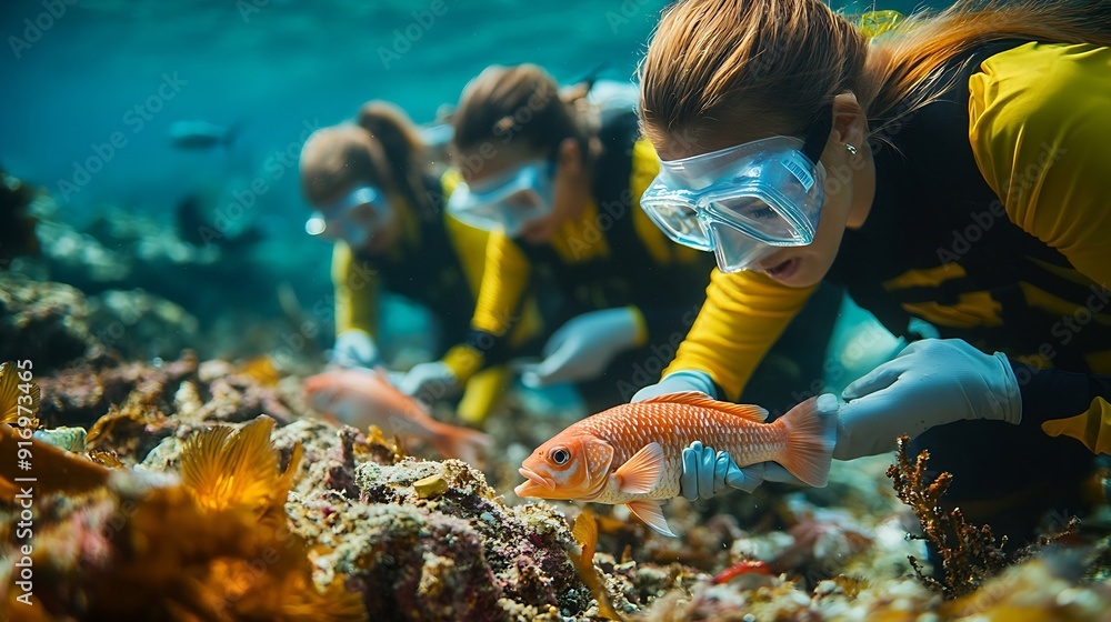 team of volunteers research fish by pulling trash out of its mouth ...