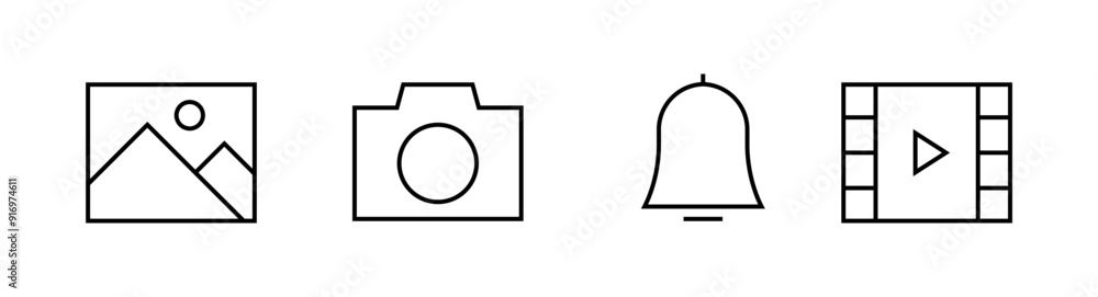 Essential icon set in outlined style. Suitable for design element of UI ...