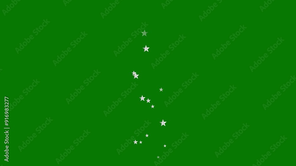 cartoon silver stars floating up animation on green screen, star ...