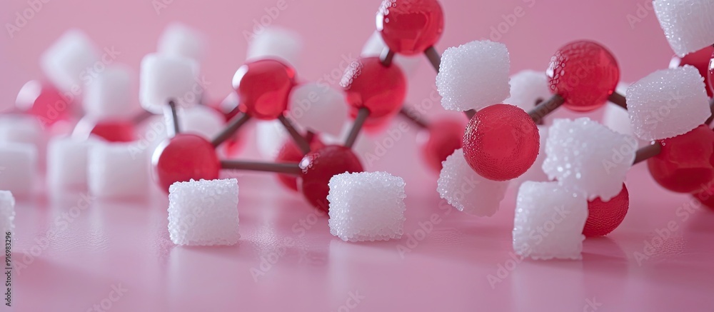 Plastic model molecule and sugar cubes used to convey diabetes ...