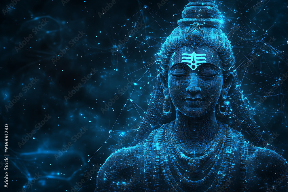 An abstract digital background featuring the revered figure of Lord ...