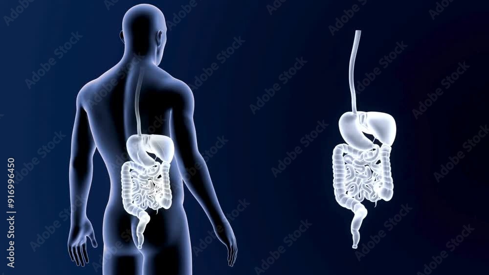 Human Digestive System Anatomy Animation Concept. 3D, Human digestive ...