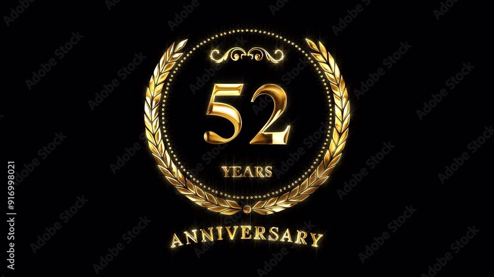 52nd Anniversary Celebration. Happy 52 Years Anniversary Animation in ...