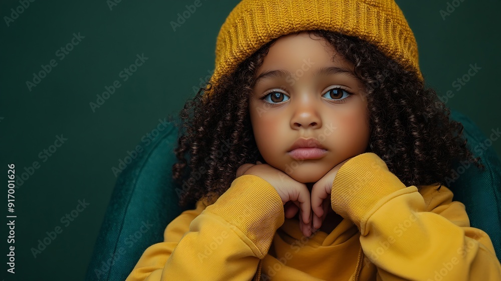 Full body calm little kid teen girl of African American ethnicity 1314 ...