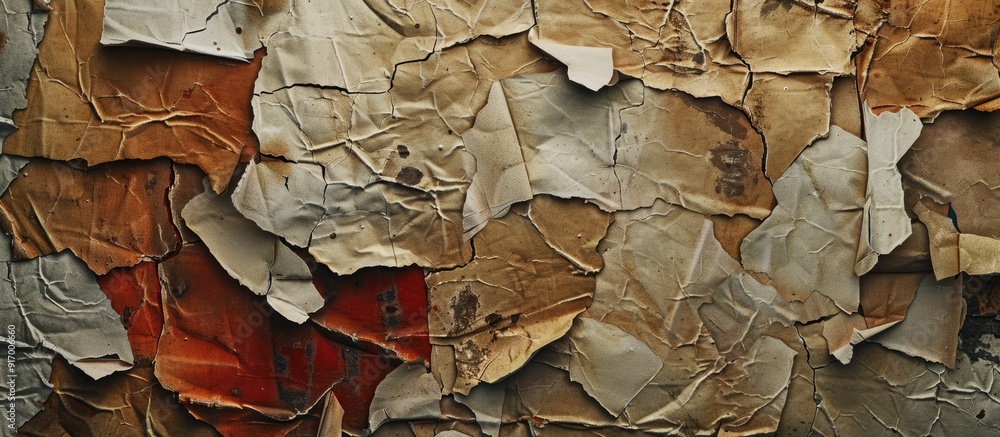 Close up high resolution vintage wallpaper with a retro pattern on torn ...