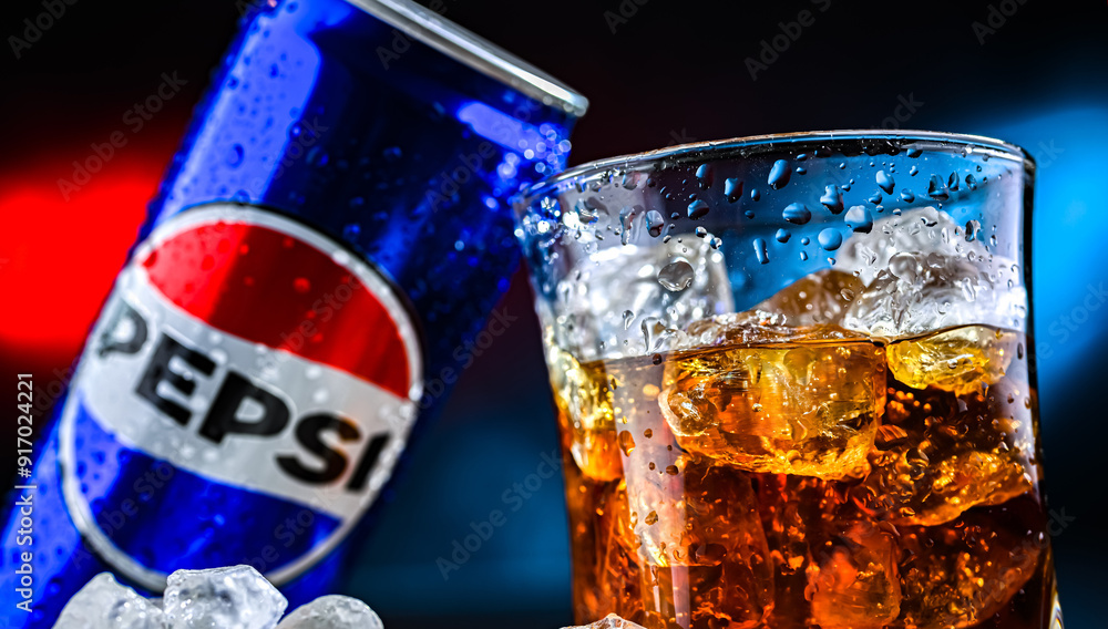Can of Pepsi, soft drink produced and manufactured by PepsiCo Stock ...