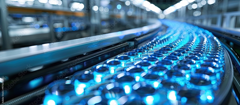 A close up image showing lithium ion cells in the manufacturing process ...