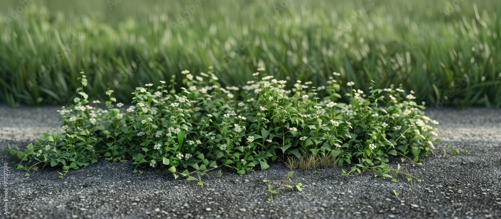 Wild Gletang tridax procumbens plants grow as weeds on roadsides with ...