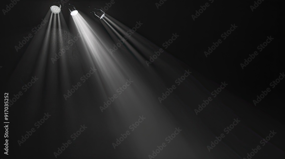 spot light from the top on a minimal black background with embade ...