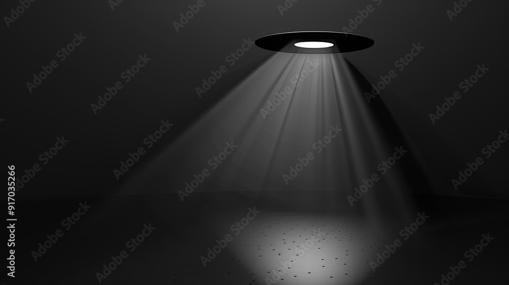 spot light from the top on a minimal black background with embade ...