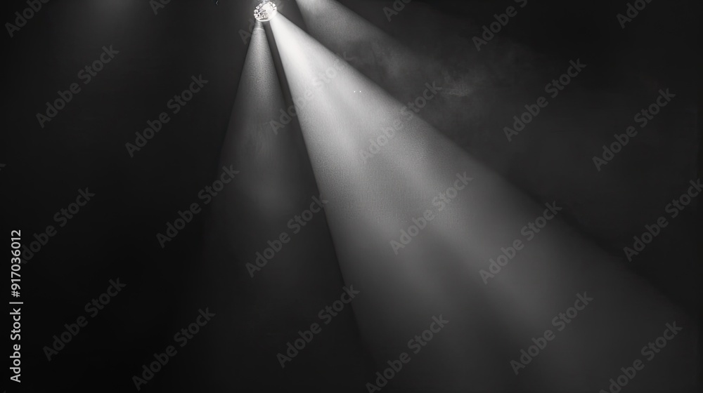 spot light from the top on a minimal black background with embade ...