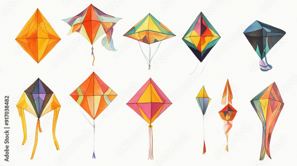 Show a variety of kites in different shapes, sizes, and colors, from ...