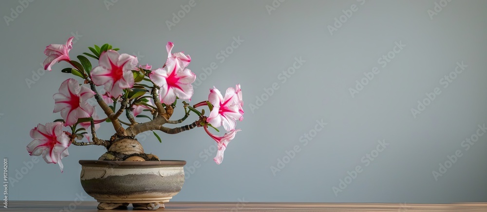 Adenium Obesum known as Kamboja flower in Indonesia features pink ...