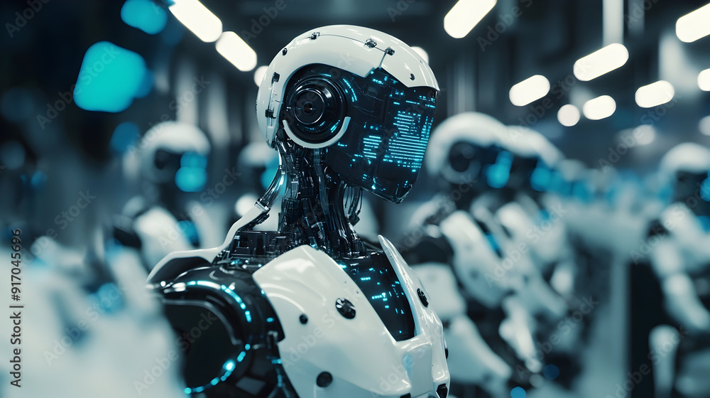 Smart factory, industry 4.0 M2M computer aided manufacturing 3D Robot ...