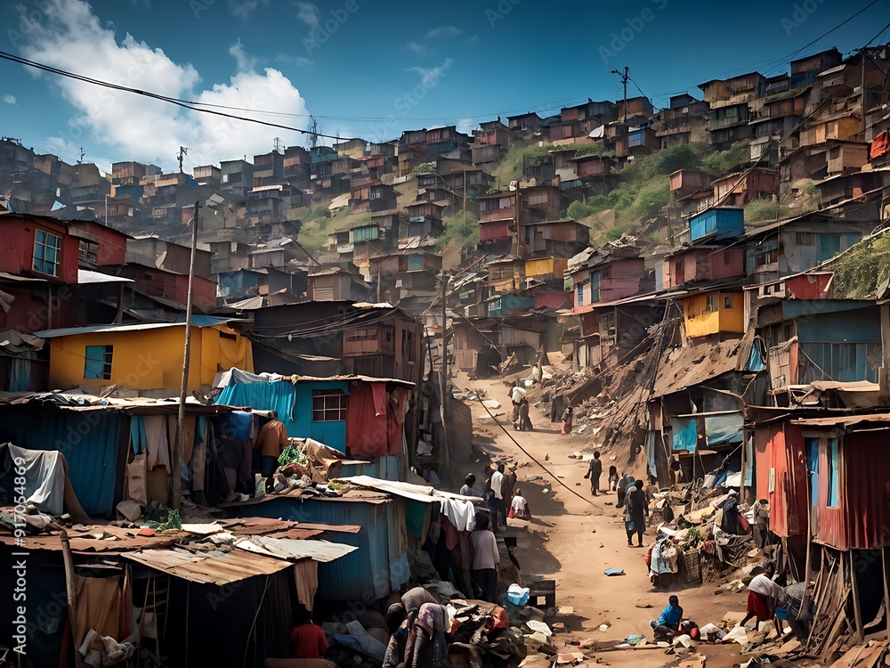 Hillside Slum Dwellings in a Developing Country Stock Photo | Adobe Stock