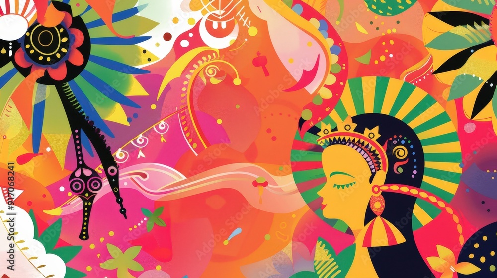 Design a frame for a cultural festival poster. What vibrant and ...