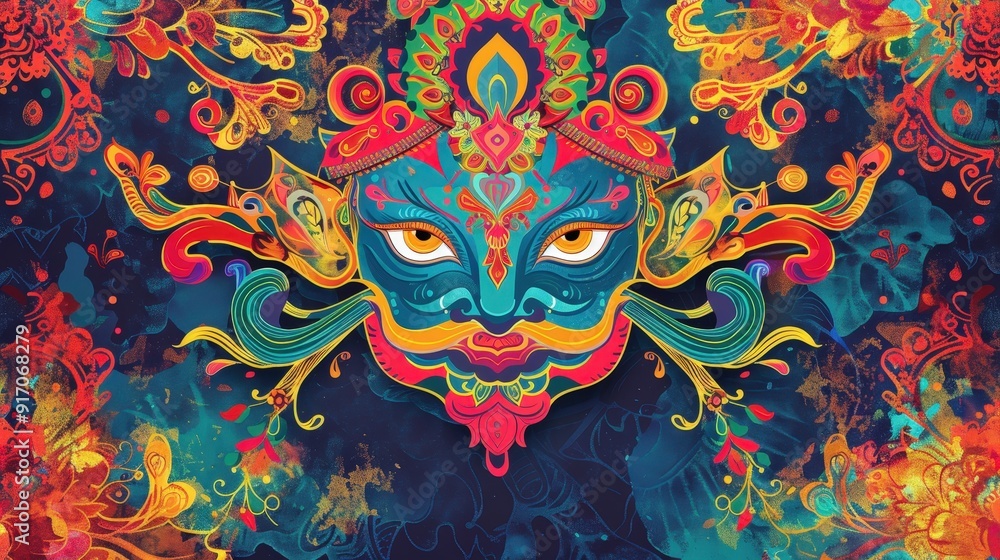 Design a frame for a cultural festival poster. What vibrant and ...