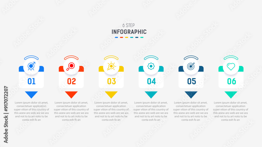 Business infographics design for Six Step, option, parts or process ...